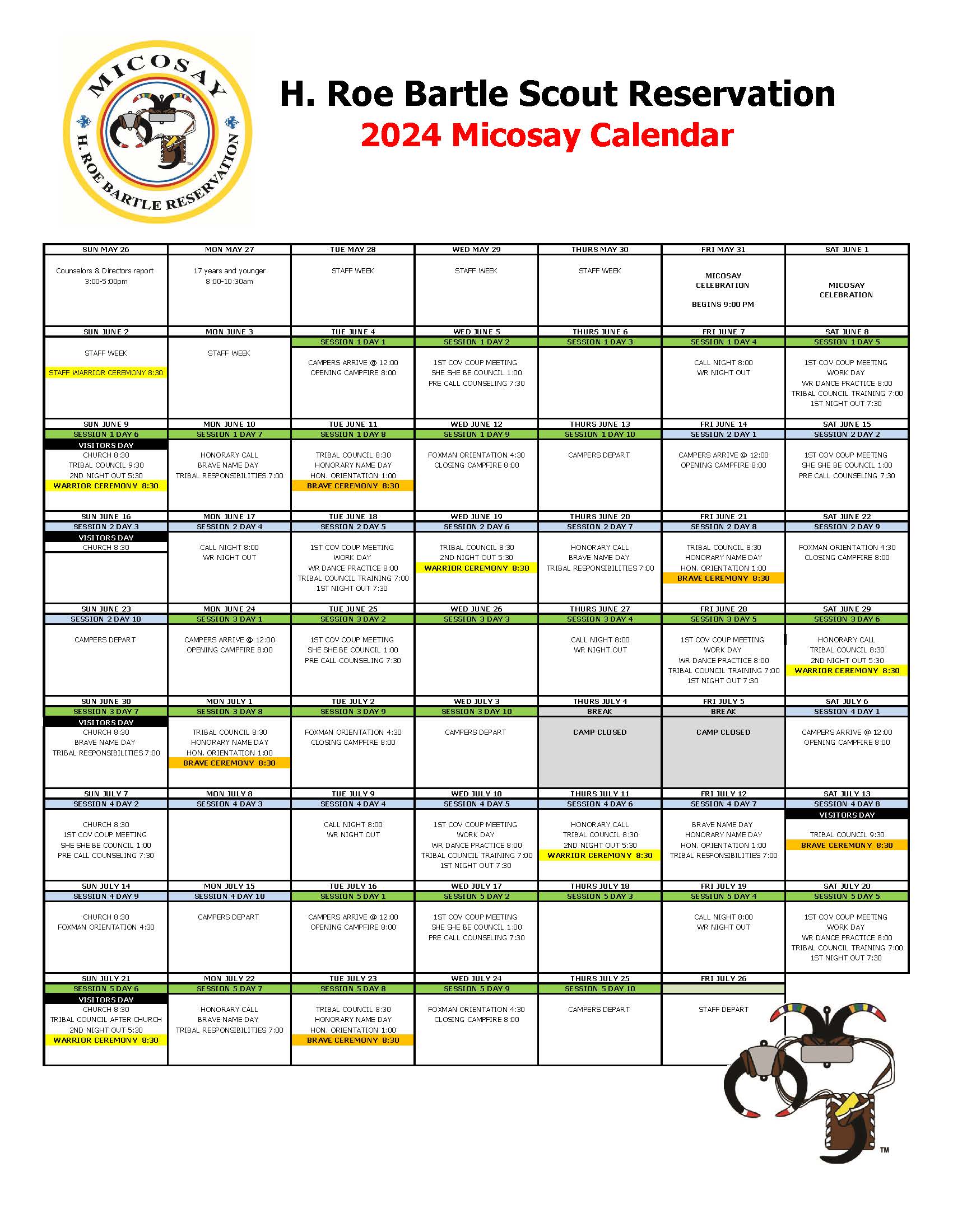 Micosay Calendar — Heart of America Council — Boy Scouts of